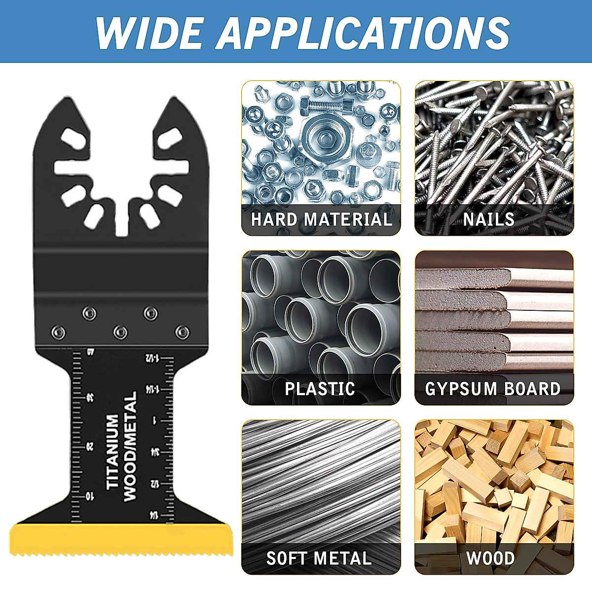 91Pack Oscillating Saw Blades,Premium Oscillating Tool Blades to Cut Wood Metal Plastics, Multitool Blades Kit Compatible with Dewalt Milwaukee Makita Ryobi Bosch Fein Rockwell (91)