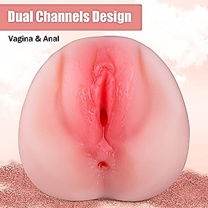 ENVONI Male Masturbators Adult Sex Toys with 3D Realistic Textured Pocket Pussy and Tight Anus Sex Blowjob Stroker,Penis Training Masturbator Anal Play Doll for Men (Flesh)