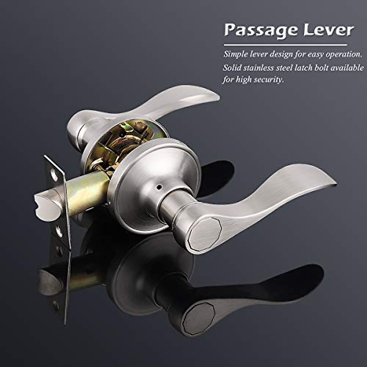 Gobrico 3 Pack Satin Nickel Interior Passage Door Levers Keyless Hall/Closet Handles Knobs Locksets with Universal Levers