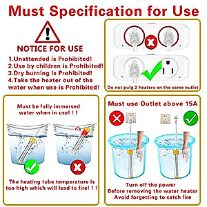 Immersion Water Heater, with 304 Stainless Steel Cover Intelligent Temperature Control and Digital LCD Thermometer Portable Bucket Heater Heat 5 Gallons of Water in Minutes 1500W