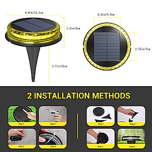 KLEBREIS Solar Ground Lights, 17 LED Solar Garden Lamp Disk 1200mAh Battery Waterproof In-Ground Outdoor Landscape Lighting for Patio Pathway Lawn Yard Deck Driveway Walkway (Warm White, 4 Packs)