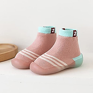 Lykmera Summer Autumn Comfortable Infant Toddler Shoes Stripes Colorblock Children Mesh Breathable Floor Socks Shoes (Red, 3-6Months)