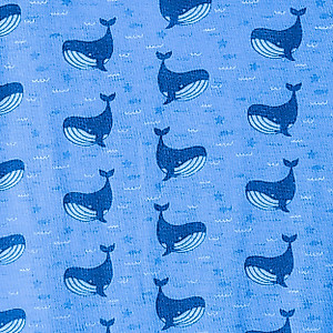 Henley Romper - Fin Whale on Blue 100% Pima Cotton 12-18 Months or 26-29 lb