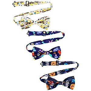 Newcotte 3 Pcs Boy's Bow Ties for Kids Toddler Child Cute Adjustable Costume Pre Tied Bowties for Kids Wedding Birthday Party(Truck, Dinosaur, Spacemen Pattern)