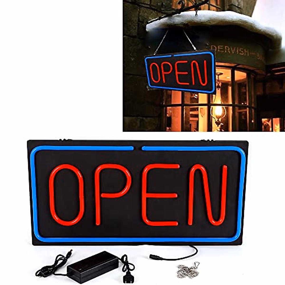 Open Neon Sign,LED Neon Decorative Lights,24x12 Inches Neon Signs for Business, Powered by USB with Power Adapter, Electronic Billboard Ad Board for Walls Store Window Bars Retail Salon Shop