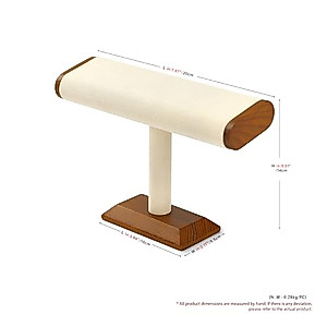 Oirlv Solid Wood T-Bar Watch Display Stand Jewelry Organizer Holder for Watch Bracelet Countertop Table Top Jewelry Tower(Creamy-white)