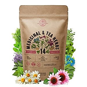 14 Medicinal & Tea Herb Seeds Variety Pack for Planting Indoor & Outdoors. 3500+ Non-GMO Heirloom Herbal Garden Seeds: Anise, Borage, Cilantro, Chamomile, Echinacea, Rosemary, Lavender Seeds & More