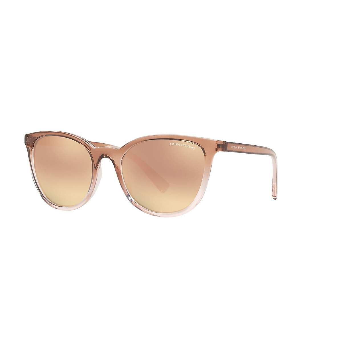 A|X ARMANI EXCHANGE Women's AX4077SF Low Bridge Fit Oval Sunglasses, Transparent Tundra/Rose/Rose Gold Mirrored/Grey, 56 mm