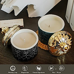 Luna cici Scented Candles Gifts Set for Women,Boss Lady Gifts for Women,Cute Ceramic Pine&Wood Aromatherapy Candles,Long Lasting,Non Toxic,Birthday Gifts for Friendship,Christmas Home Decor,12oz