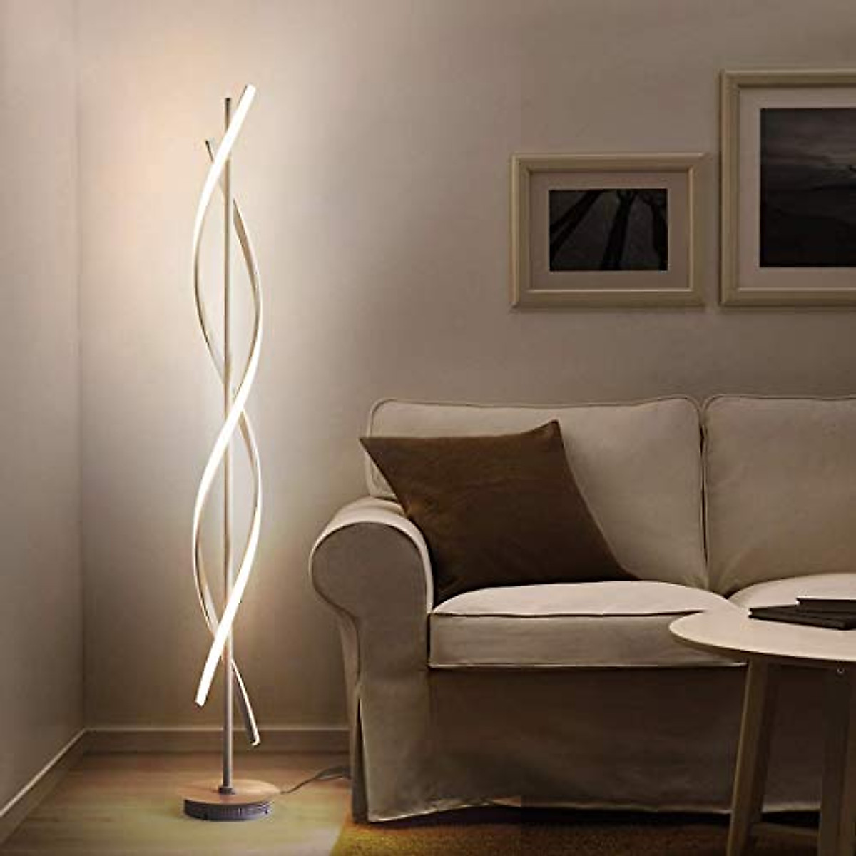 ADISUN 40W LED Floor Lamp Remote Control Dimmable Spiral Floor Lamp Indoor Lamp Floor Lamp for Living Rooms Family Rooms Bedrooms Offices Lighting (White)
