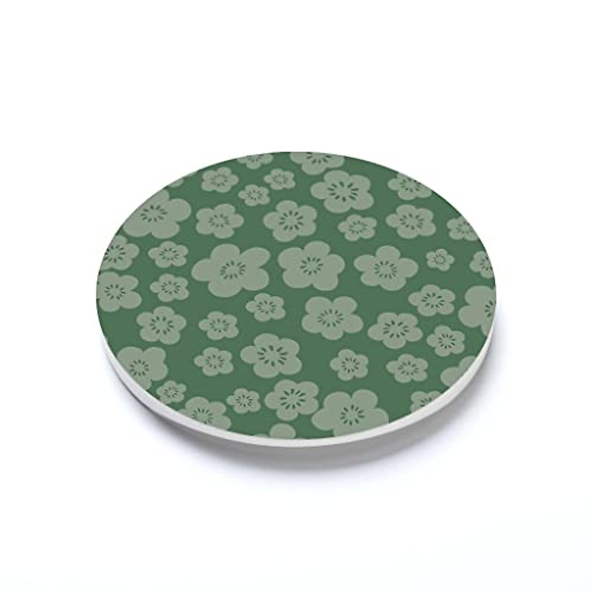 Floral Spring Green 2.75 x 2.75 Ceramic Car Coasters Pack of 2