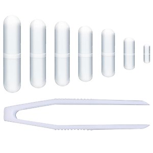 stonylab Magnetic Stir Bar Set, 8-Piece PTFE-Coated Magnetic Stir Bar Set with Tweezer, Assorted Sizes for Laboratory Use, B Type