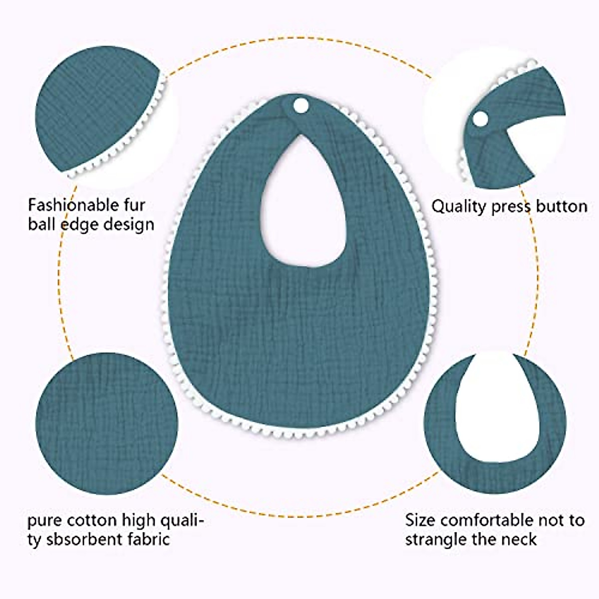 Baby Bibs Muslin Bibs Drooling Teething Bibs for Girls Boys 4-Layer Organic Muslin Cotton Cute Muslin Baby Bibs Absorbent&Soft&Breathable Multi-Use Scarf Bibs