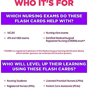 Med Surg Flash Cards - No Fluff - Only Essential NCLEX and ATI HESI Tested Info - for Nursing School Predictor Exams and Job Success (409 Medical Surgical Flash Cards)
