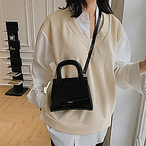 Tngan Women PU Evening Clutch Patent Leather Handbag Fashion Candy Color Shoulder Bag Crossbody, Orange Large