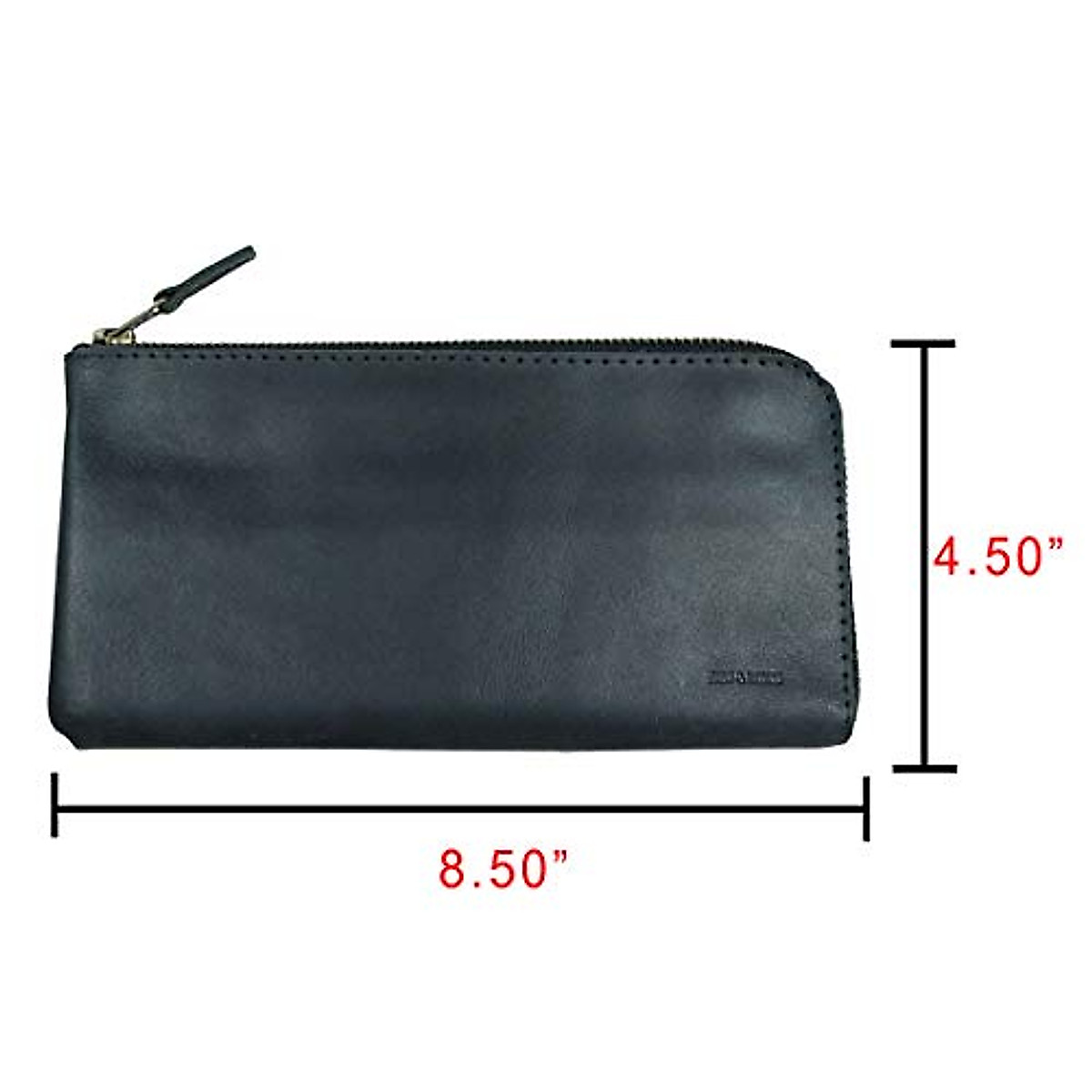 Hide & Drink, Long Zippered Wallet Handmade from Full Grain Leather (Charcoal Black)