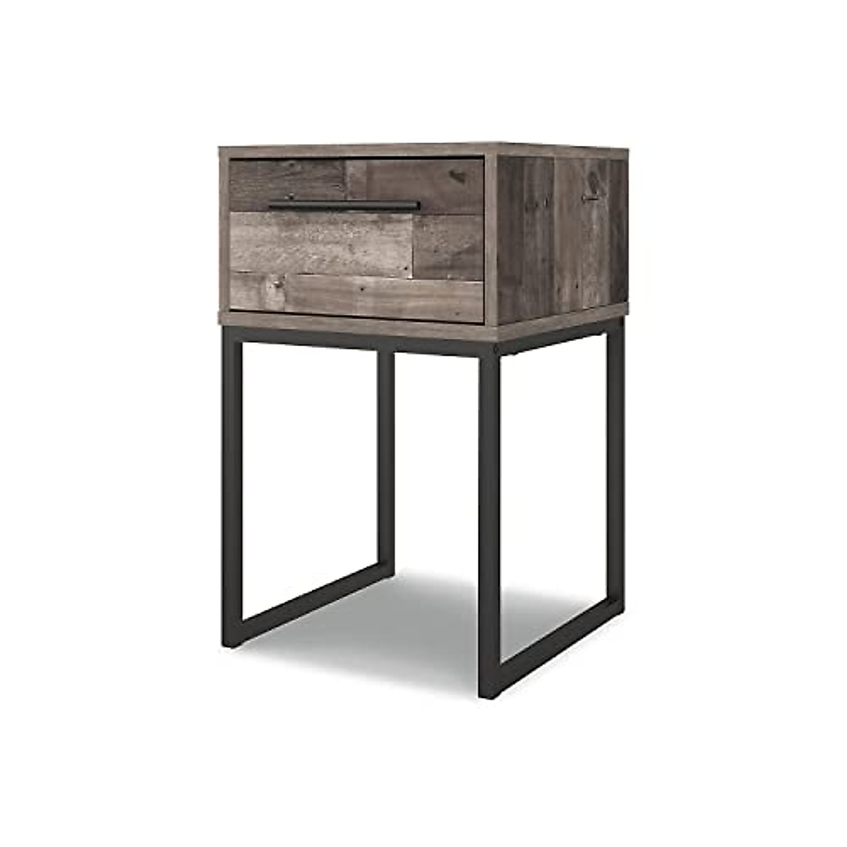Signature Design by Ashley Neilsville Industrial 1 Drawer Nightstand, Butcher Block Gray
