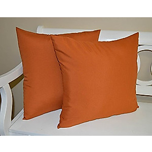Resort Spa Home Decor Set of 2 - Indoor/Outdoor 17" Square Decorative Throw/Toss Pillows - Solid Pottery/Clay/Rust Orange