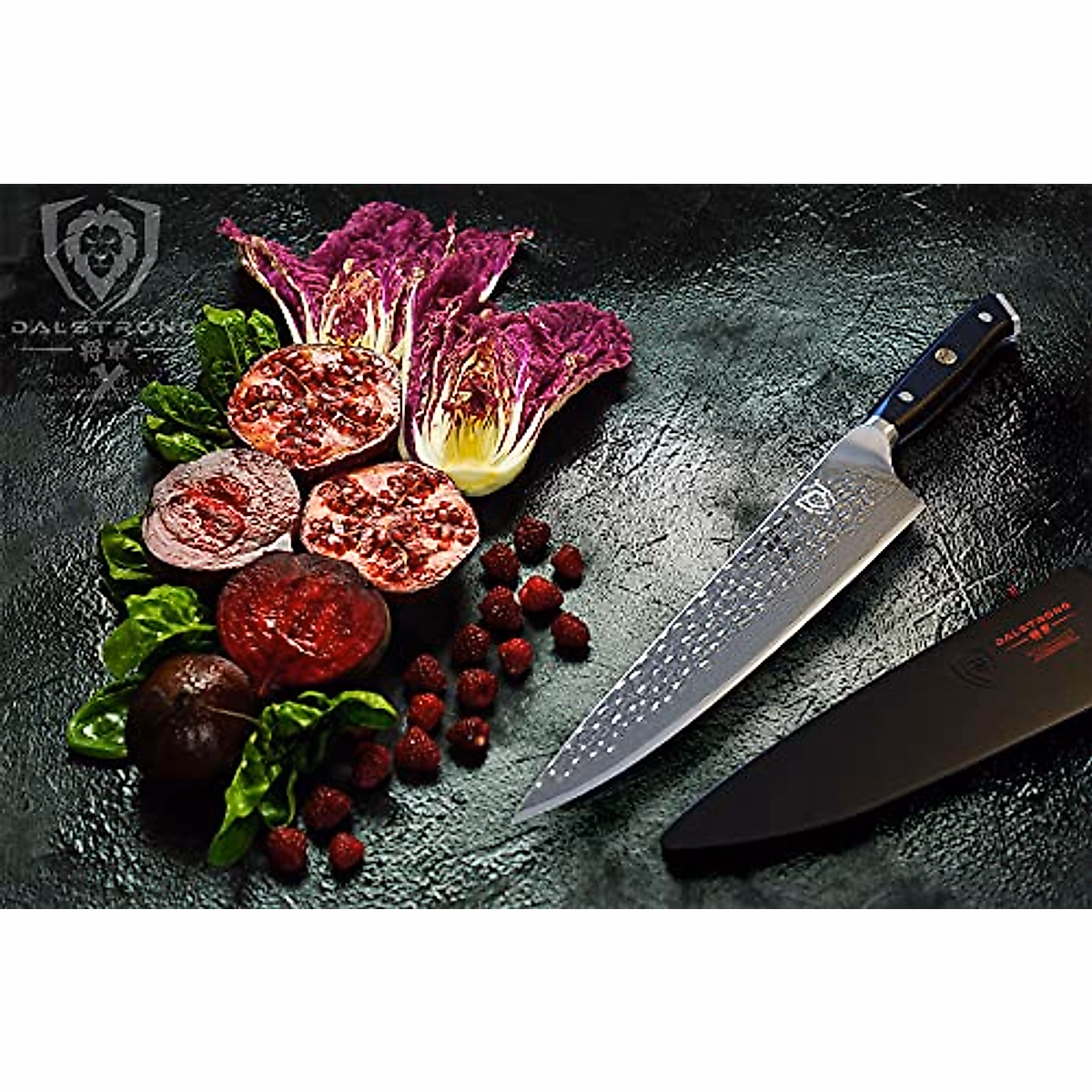 Dalstrong Shogun Series X Damascus Japanese AUS-10V Super Steel Chef Kitchen Knife with G10 Black Handle ABS, 10.25 Inches, Sheath Included