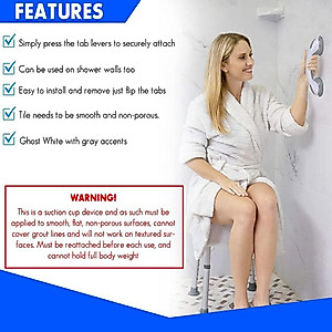 Grab Bars for Shower - Suction Shower Handle - Grab Bars for Elderly for Wall - Grab Bars for Bathroom - Shower Grab Bars for Seniors - Shower Handles for Elderly - Suction Grab Bars for Showers