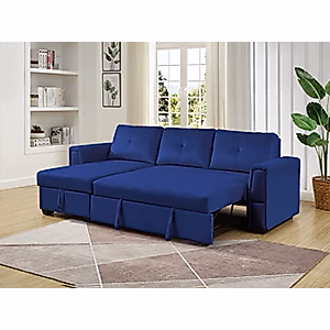 Legend Vansen 91'' L-Shaped Convertible Sectional Sleeper Sofa with Pull-Out Bed and Storage,with Reversible Chaise,Convertible Sofa for Living Room and Apartment