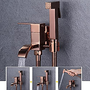 MINJING Handheld Bidet Sprayer Kit Rose Gold Single Cold Bathroom Tap Dual Function Toilet Bidet Douche Spray for Bathroom, A