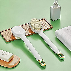 INGVY Dry Brushing Body Brush Long Handle Liquid Bath Brush Bathroom Body Brushes Back Body Bath Shower Sponge Exfoliating (Color : Green)