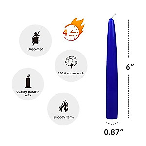 Zest Candle 12-Piece Taper Candles, 6-Inch, Royal Blue