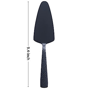FULLYWARE Matte Black Cake Pie Server, 9.4-inch Stainless Steel Heavy Duty Pizza Spatula, Satin Finish, Set of 3