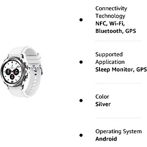 SAMSUNG Galaxy Watch 4 44mm Smartwatch w/Bonus Band (Black), ECG Monitor Tracker for Health, Fitness, Running, Sleep Cycles, GPS Fall Detection & Bluetooth, US Version, Silver