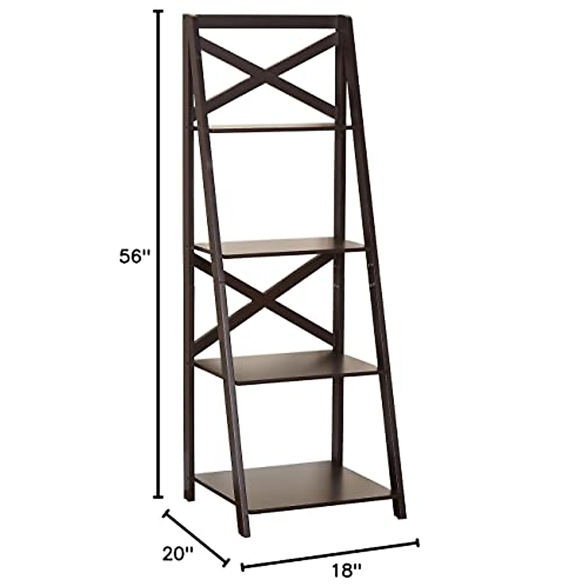 Target Marketing Systems 4-Tier Ladder Shelf, Modern Standing Bookshelf Organizer, Storage Rack for Home Office and Living Room, 20", Espresso