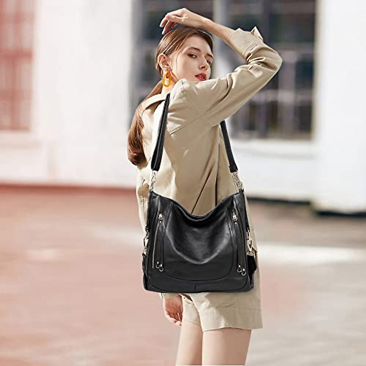 Kasqo Hobo Bags for Women,Large Ladies Purses and Handbags Vegan Leather Shoulder Bags Fashion Satchel Bag Tote Bags