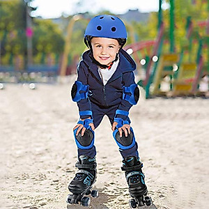 Kids Roller Skates for Boys Adjustable Roller Skates for Boys, Girls with 8 Wheels Lighting for Indoor Outdoor Quad Skates (Black&Blue, Medium - Big Kid)