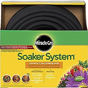 Swan Products MGSPAK38100CC Miracle-GRO Soaker System Customizable Hose with Push on Fittings, 100' x 3/8", Black