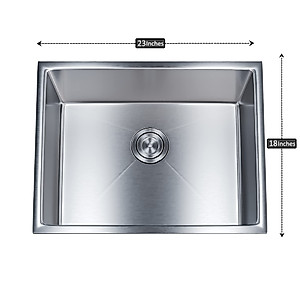 Dowell 9" Deep Undermount Single Bowl 23x18 Stainless Steel Kitchen Sink (18 Gauge, 6005 2318)