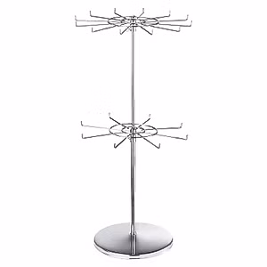 APL Display - Display Rack Jewelry Display Stand Retail Display Stand 2 Tier Display Stand Height Adjustable Display Rack Rotating Display Stand for Mall,Exhibition and Retail Store(Silver)