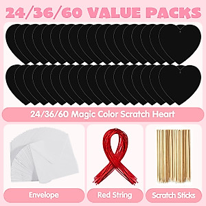 JOYIN 60 Packs Valentines Day Gifts Cards with Scratch Heart for Kids Scratch Paper Magic Color Scratch Heart Rainbow Cards for Valentine Crafts & Art Classroom Exchange, Valentine's Party Favors