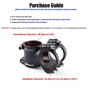 7 Degree Bike Stem Short Bicycle Stem 35mm Handlebar Riser Extender for Road Bike, Mountain Bike, MTB, BMX, Cycling (Black, Handlebar Diameter 31.8mm/1.25")