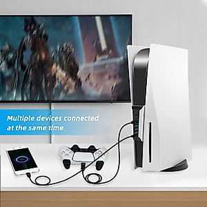 Wigearss 5 in 1 USB Hub for PS5, USB High-Speed Expansion Hub Charger USB Extender Compatible with PS5 Console - Black (Not for PS5 Slim)