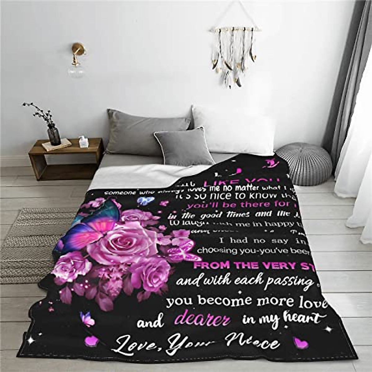 AJIIUSV for Aunt to My Aunt Blanket from Niece Birthday Gifts for Aunt Throw Blankets Gratitude Flannel Blanket Women's Day Gifts 50"x60"