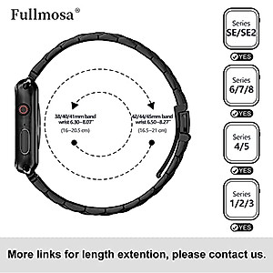 Fullmosa Compatible Apple Watch Band 42mm 44mm 45mm 49mm 38mm 40mm 41mm, Stainless Steel iWatch Band with Case for Apple Watch Series 8/7/6/5/4/3/2/1/SE/SE2/Ultra, 42mm 44mm 45mm Black