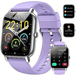 Smart Watch(Answer/Make Call), 1.85" Smartwatch for Men Women IP68 Waterproof, 100+ Sport Modes, Fitness Activity Tracker, Heart Rate Sleep Monitor, Pedometer, Smart Watches for Android iOS, Purple