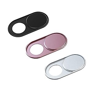Webcam Cover Slide, 0.027-Inch Ultra-Thin Metal Camera Cover for MacBook Pro, iMac, Laptop, PC, iPad, iPhone, Smartphone, Macbook Accessories Protect Your Visual Privacy (Black/Pink/Silver-3 Pack)
