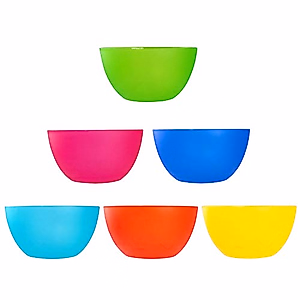 6 Pc Fun Multi-Colored BPA-Free Bowls - Cereal Fruit or Soup Bowl