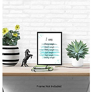 Positive Quotes Wall Decor - Positive Affirmations - Encouragement Gifts for Women, Teens, Girls - Inspirational Quotes - Motivational Wall Art - Inspiring Uplifting Sayings Wall Decor - Light Blue