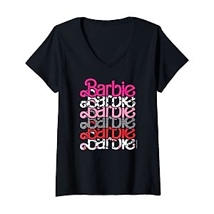 Barbie - Stacked Barbie Vday V-Neck T-Shirt