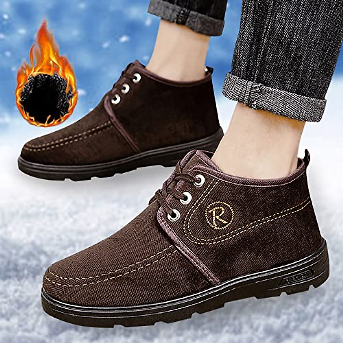 Boots for Men,Mens Trekking Backpacking Snow Boots Waterproof Winter Boots Fur Lined Non Slip Hiking Boots Warm Boots