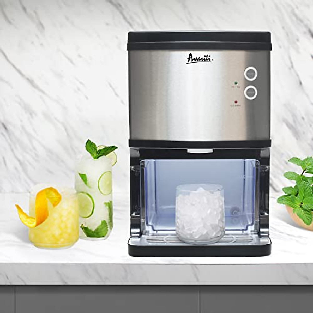 Avanti Elite Series Countertop Nugget Ice Maker and Dispenser, 33 lbs, in Stainless Steel (NIMD3313S-IS)
