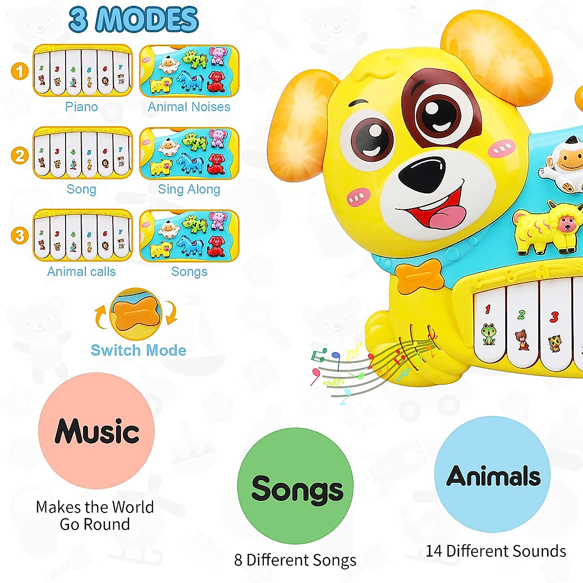 STEAM Life Baby Piano Toys 18 Months Light Up Baby Musical Toys Early Learning Educational Baby Keyboard Infant Toys Baby Dog Piano Boys Girls Toddlers Gifts 18 Months