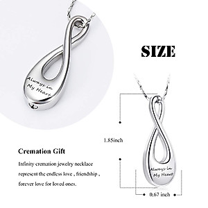 Imrsanl Cremation Ashes Jewelry Infinity Urn Pendants Ashes Holder Memorial Keepsake Urn Necklace Cremation Jewelry for Pet/Human (Always in My Heart)